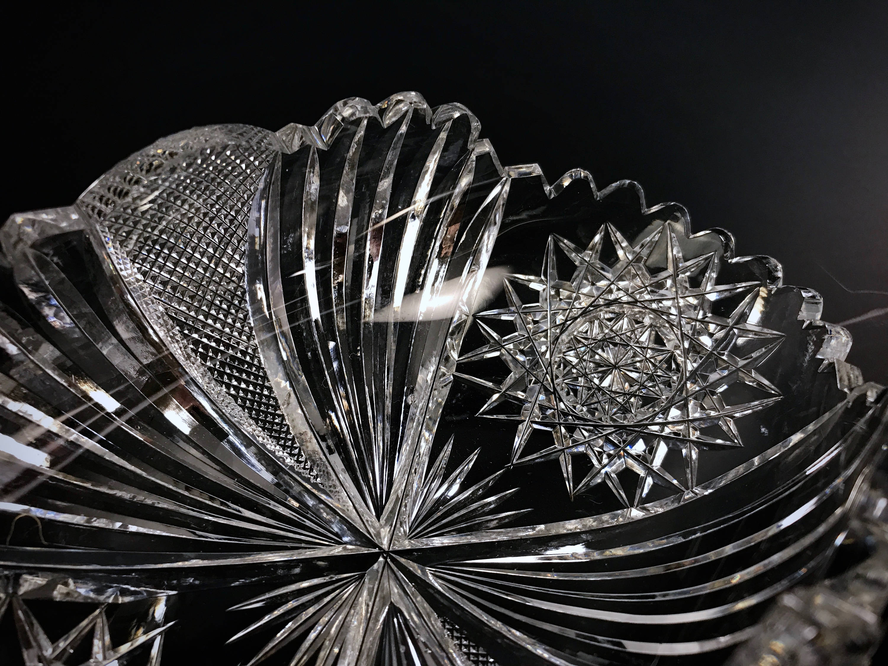 Antique PAIRPOINT Regal Pattern American Brilliant Cut Glass Rolled ...