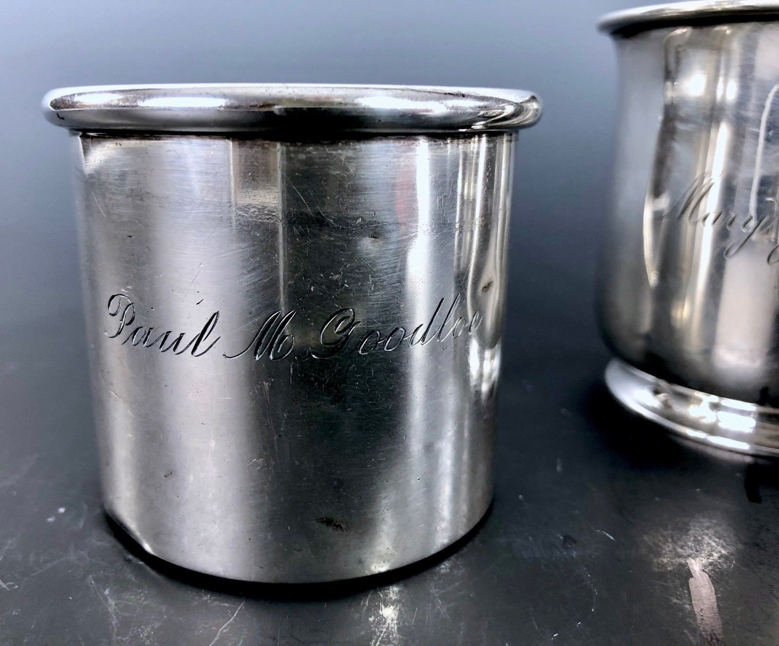 Antique STERLING SILVER Child's Cups Engraved Lot of 3