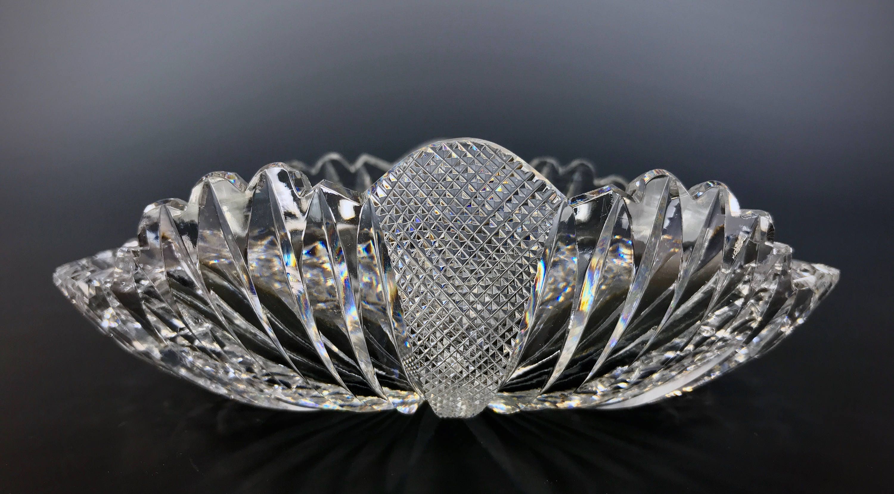 Antique PAIRPOINT Regal Pattern American Brilliant Cut Glass Rolled ...