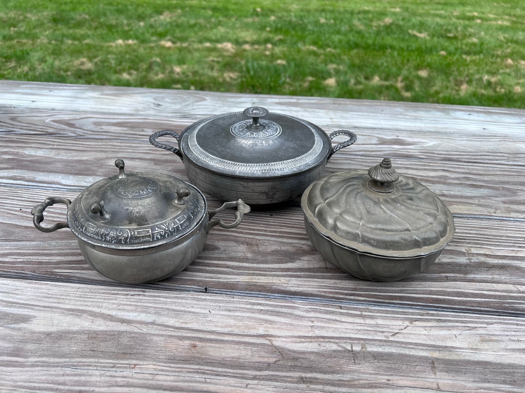 Antique Early Pewter 3 Covered Dishes - ALL DIFFERENT LOT of 3 - Etsy