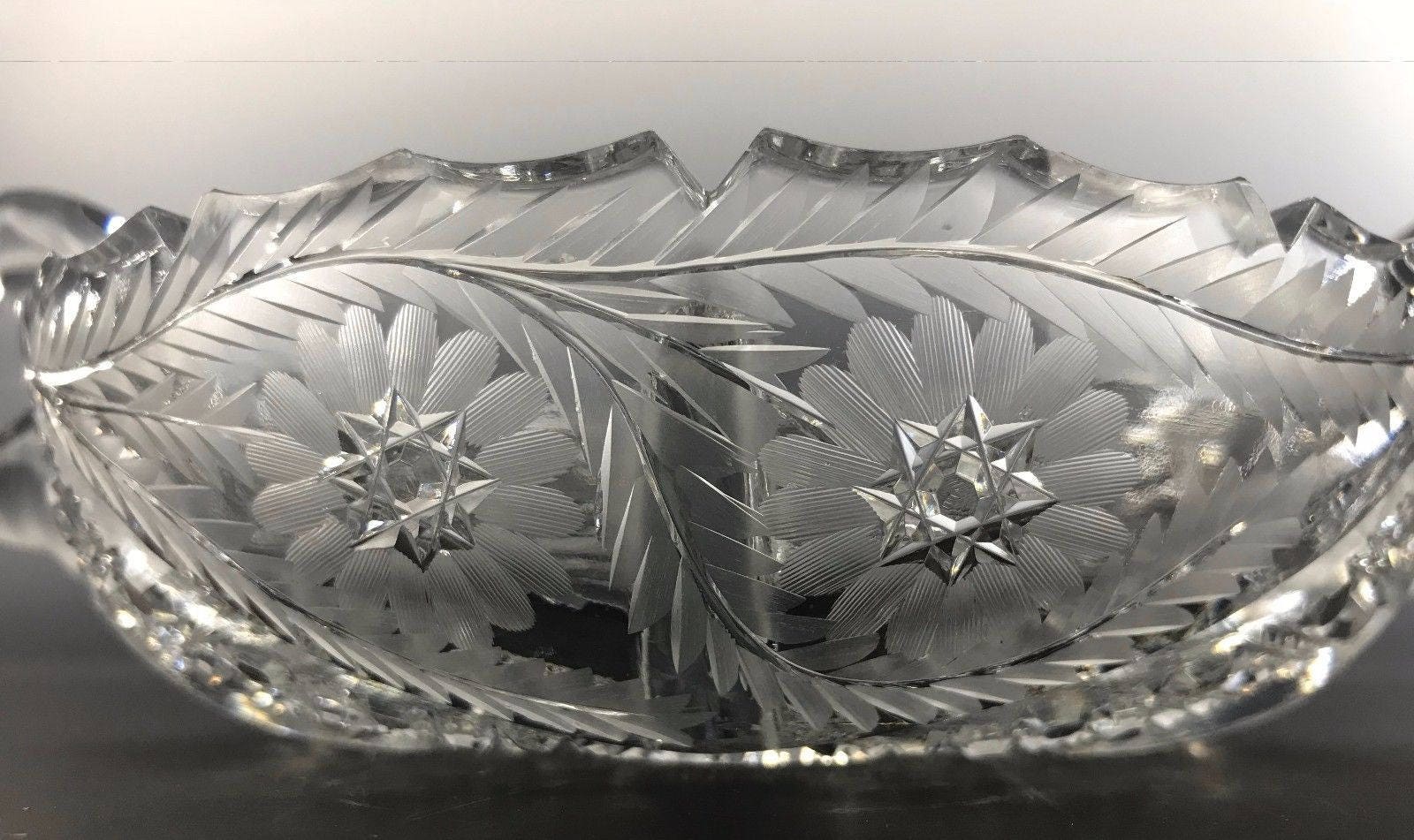 Fry Cut Glass PERSHING Pattern American Brilliant Caboret Divided Dish ABP