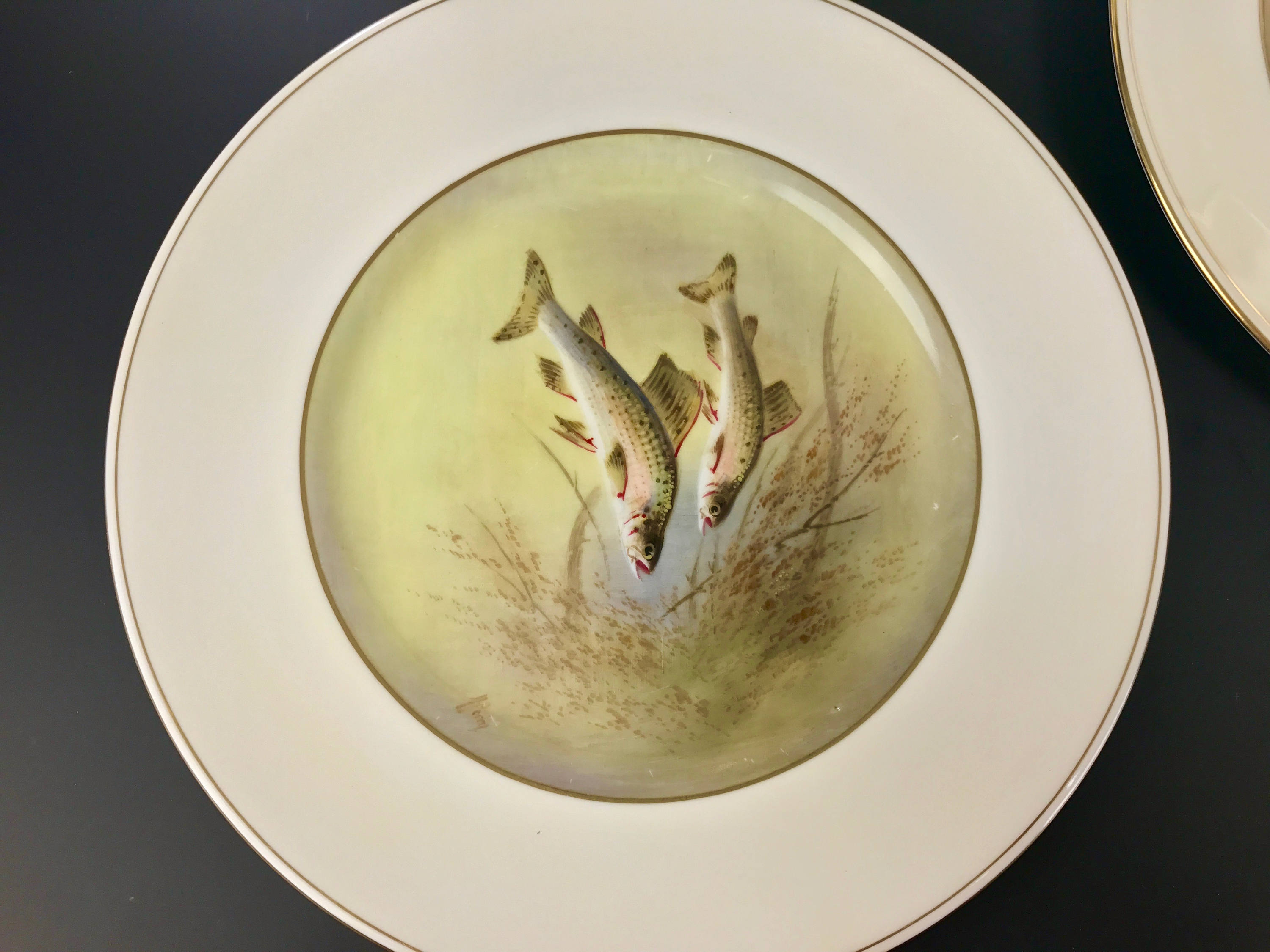 Antique ROYAL DOULTON Set of 6 Hand Painted Fish Plates Circa 1920-30s ...