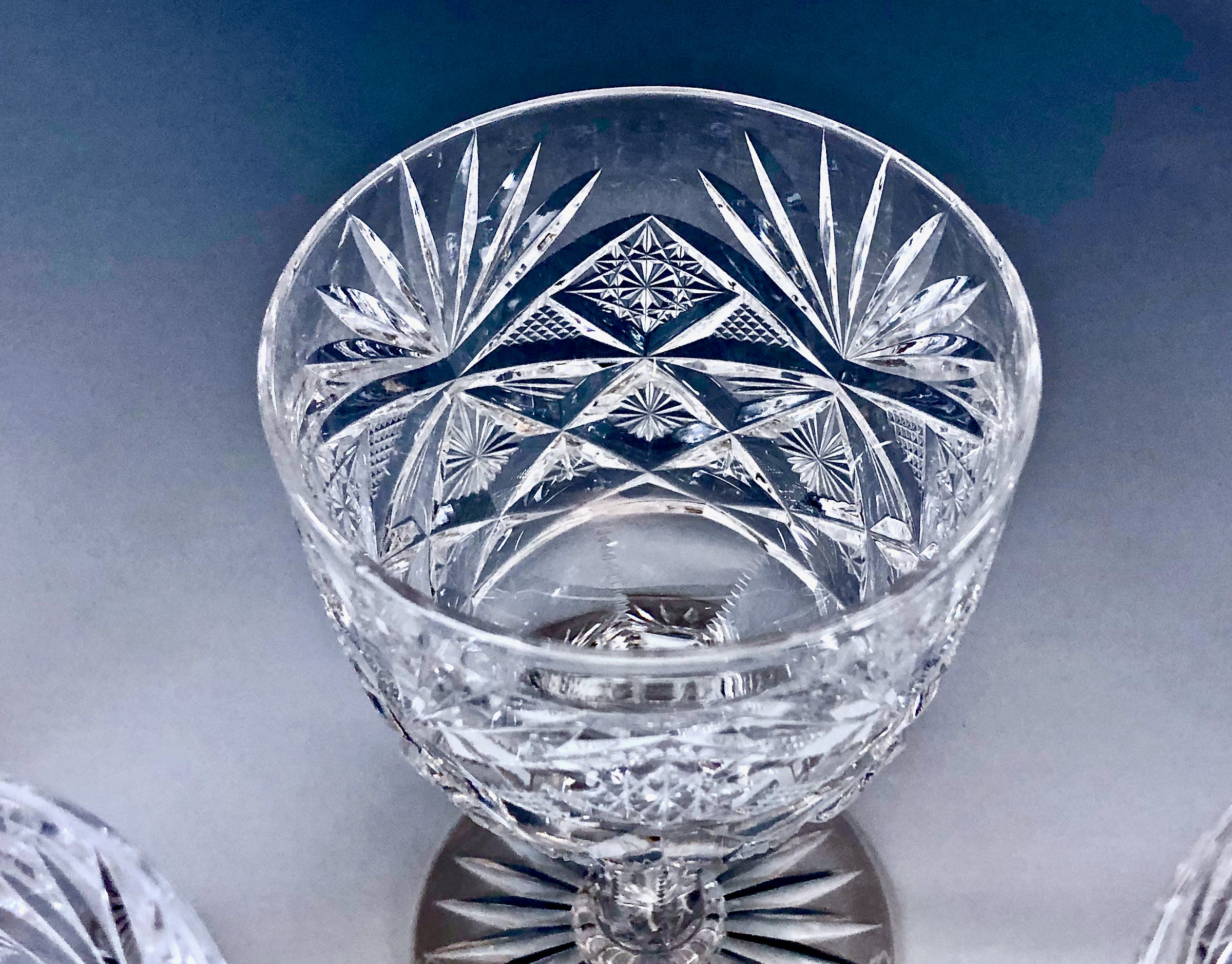 American Brilliant Cut Glass Wine Glasses Set of 6 Beautifully Cut ...