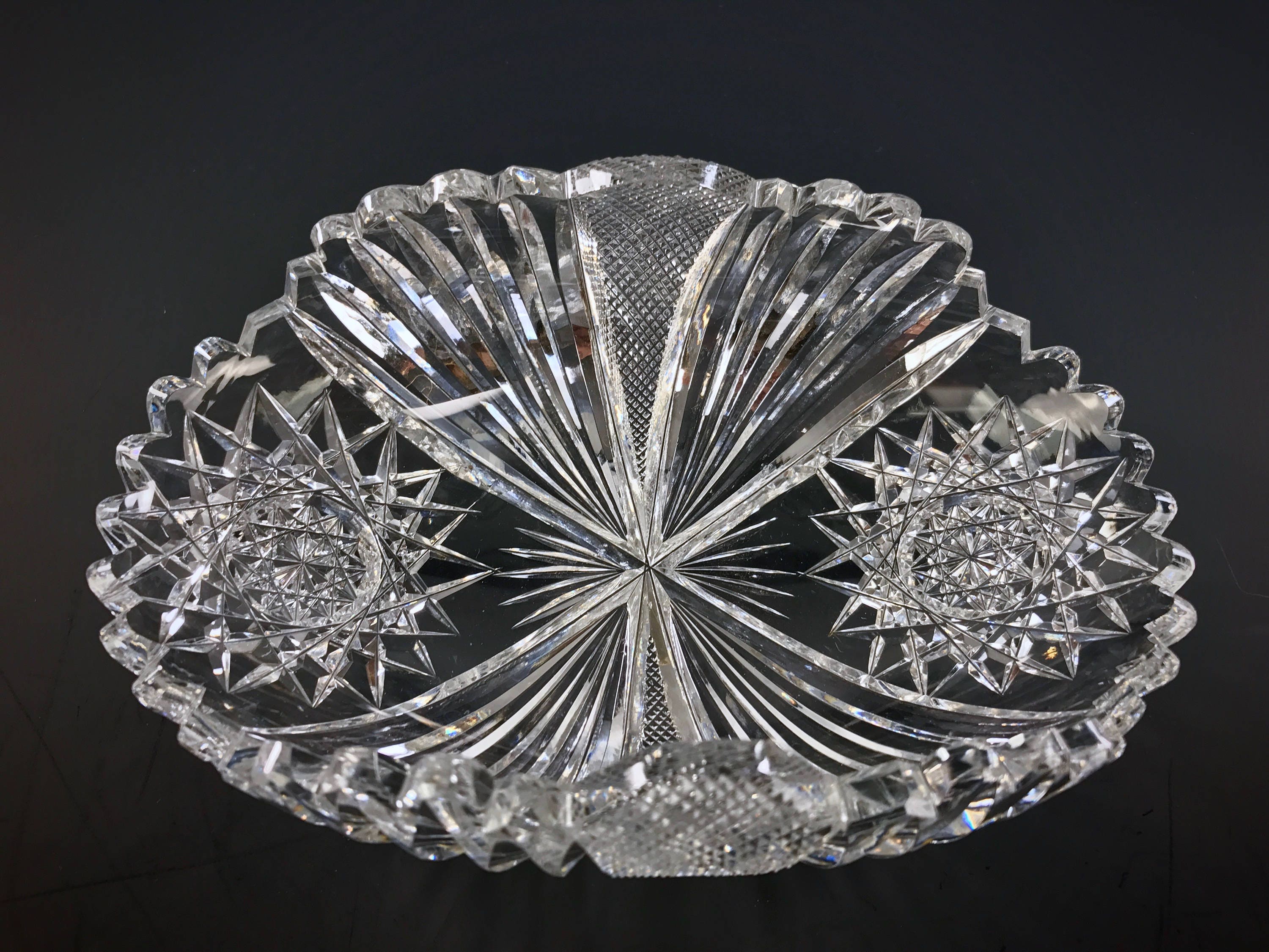 Antique PAIRPOINT Regal Pattern American Brilliant Cut Glass Rolled ...