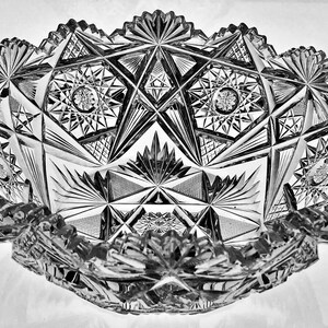 Antique LIBBEY American Brilliant Period Cut Glass Bowl WAVERLY Pattern ...