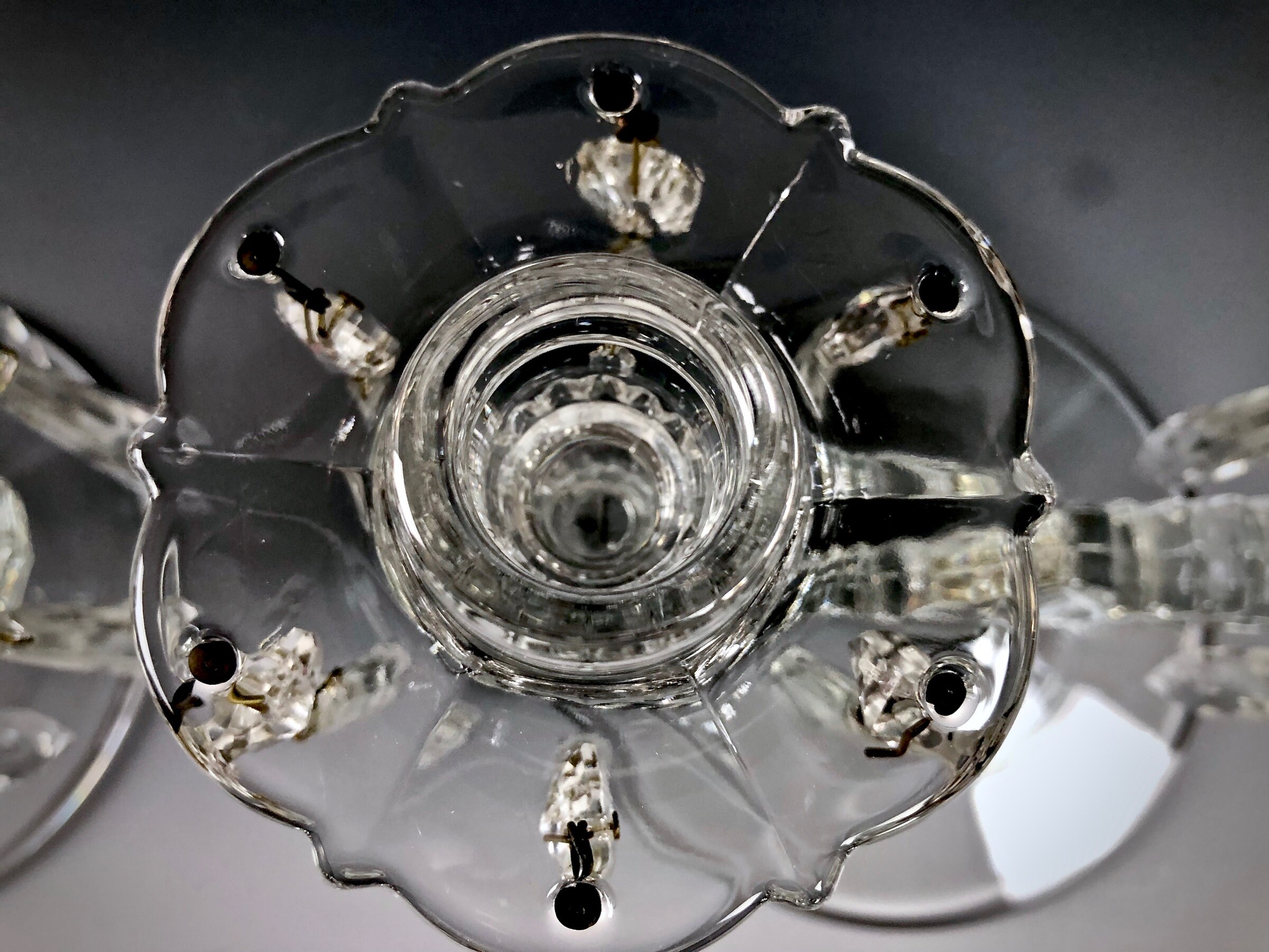 Vintage NEW MARTINSVILLE Crystal Eagles Pair of Double Candlesticks w ...