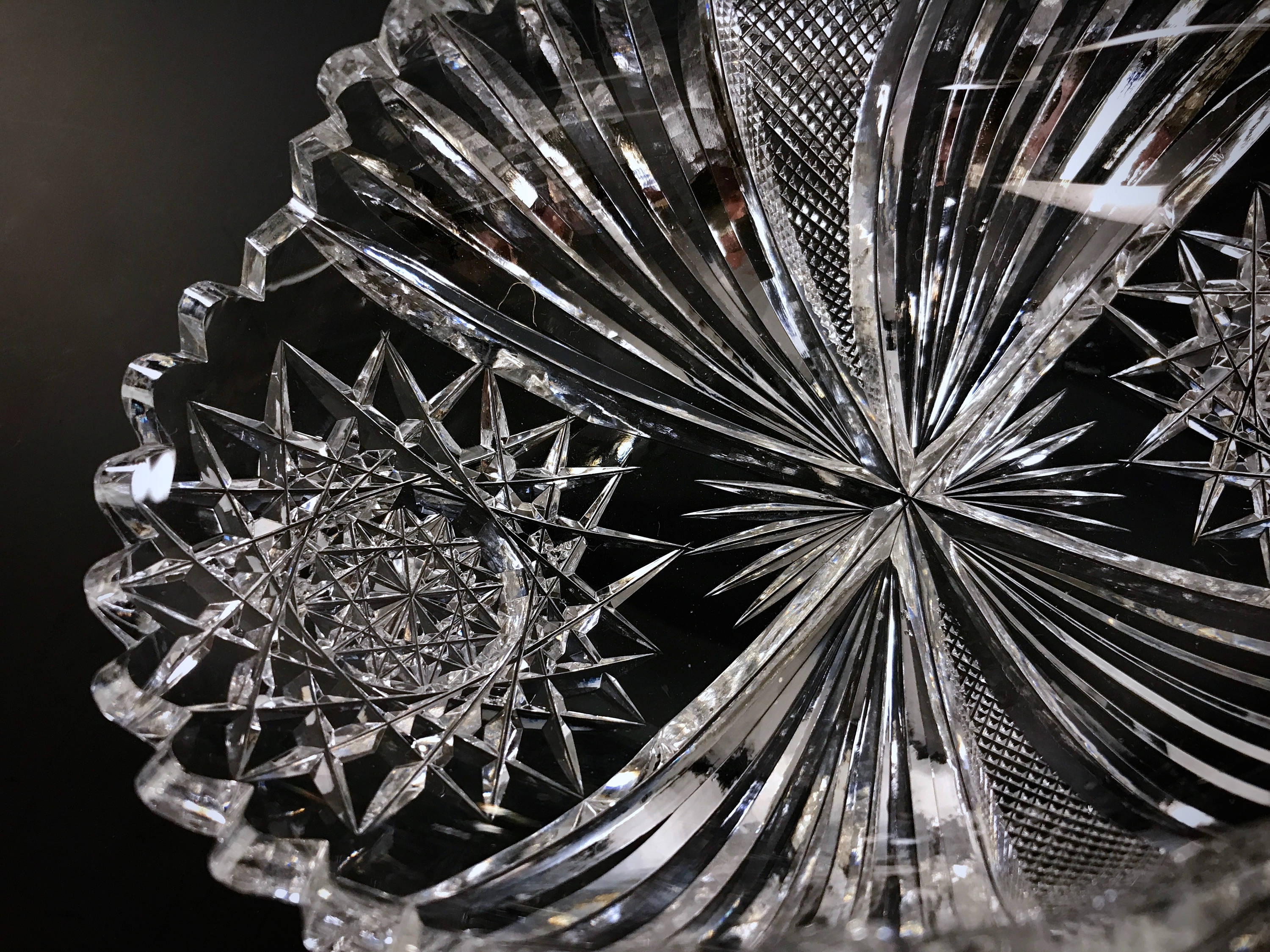 Antique PAIRPOINT Regal Pattern American Brilliant Cut Glass Rolled ...