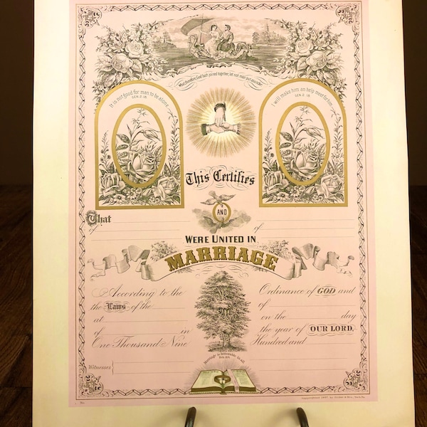 Marriage Certificate - Etsy