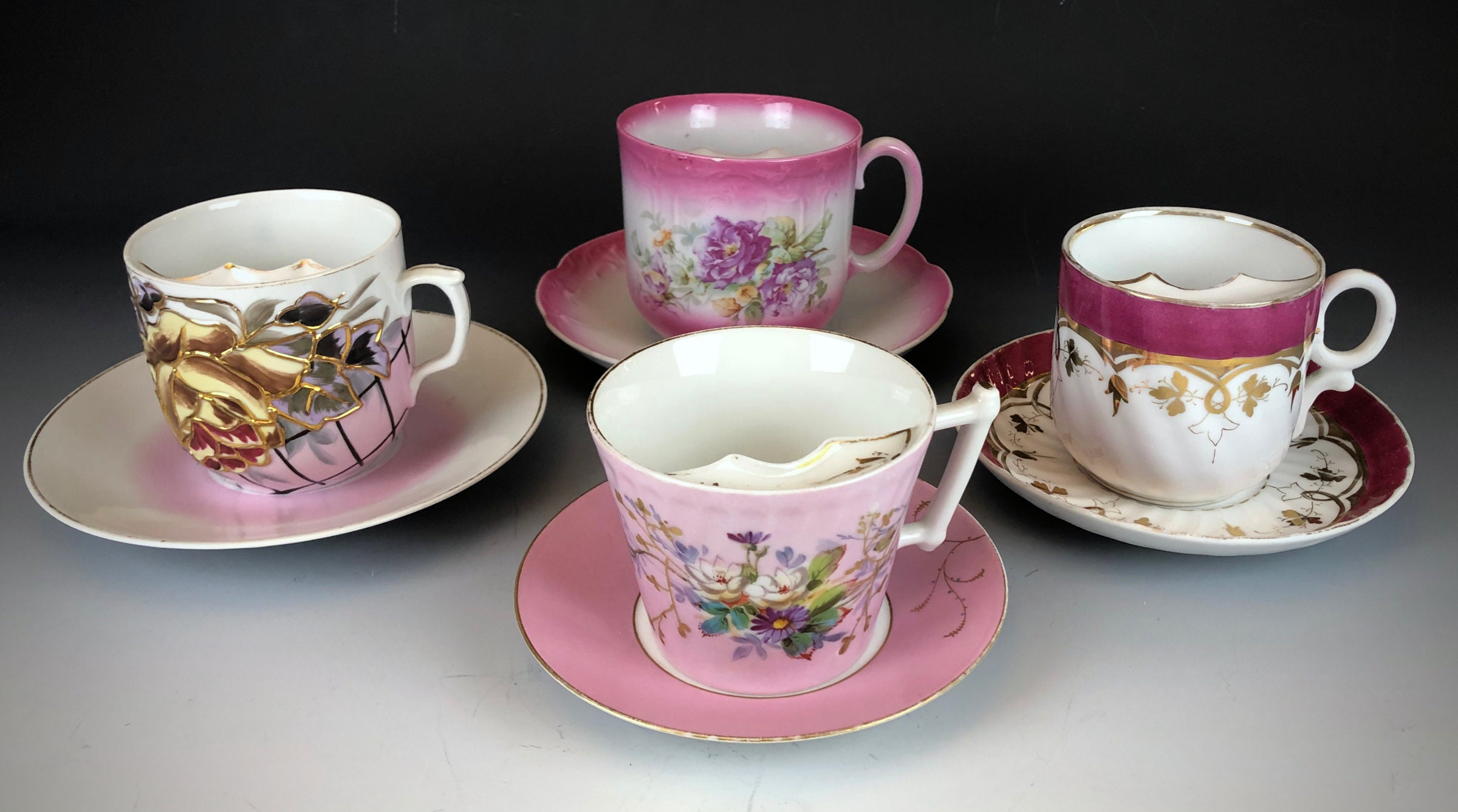 Floral and Unmarked Victorian Ceramic Mustache Cup Tea Cups & Sets ...