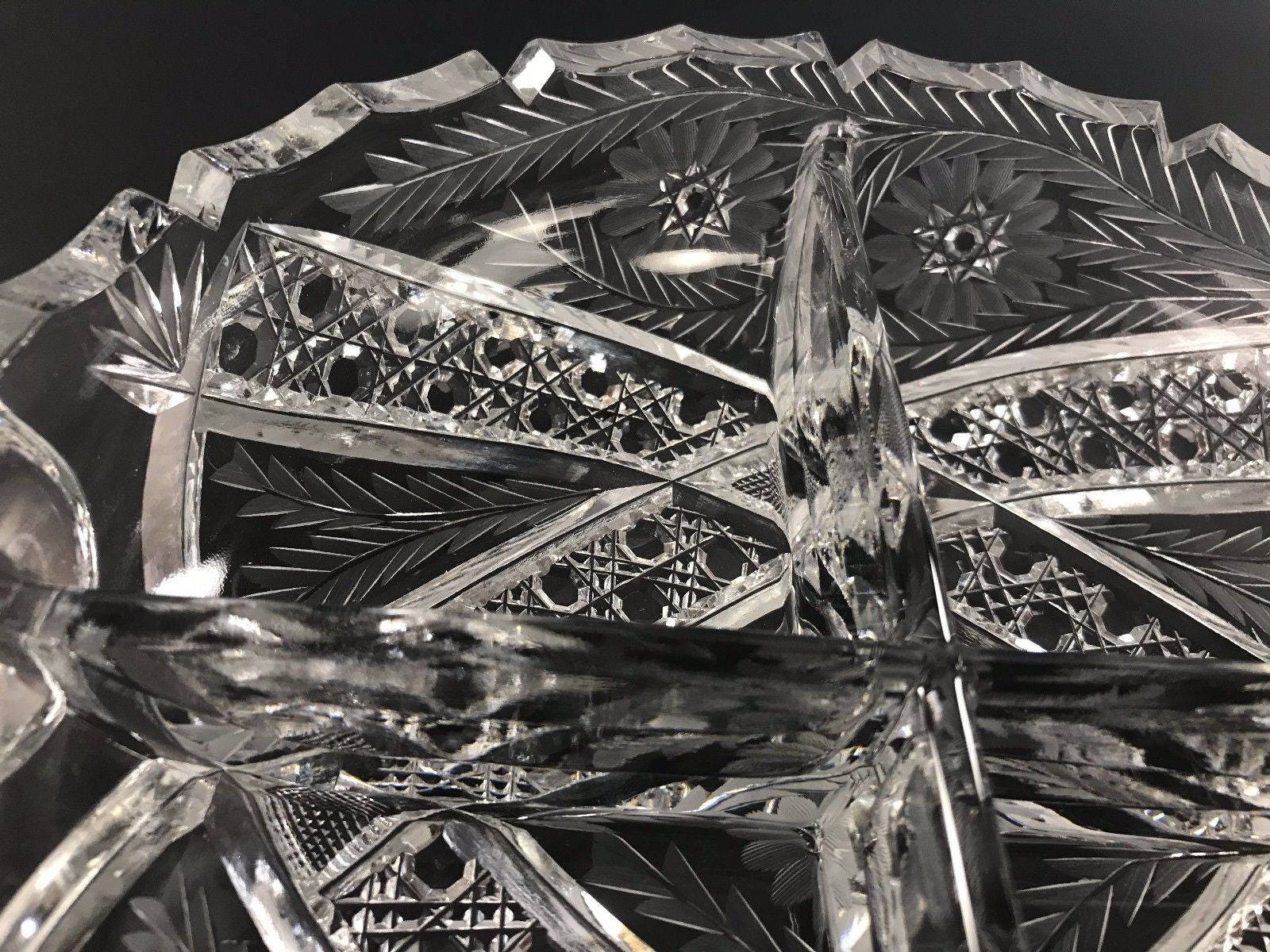 Fry Cut Glass PERSHING Pattern American Brilliant Caboret Divided Dish ABP