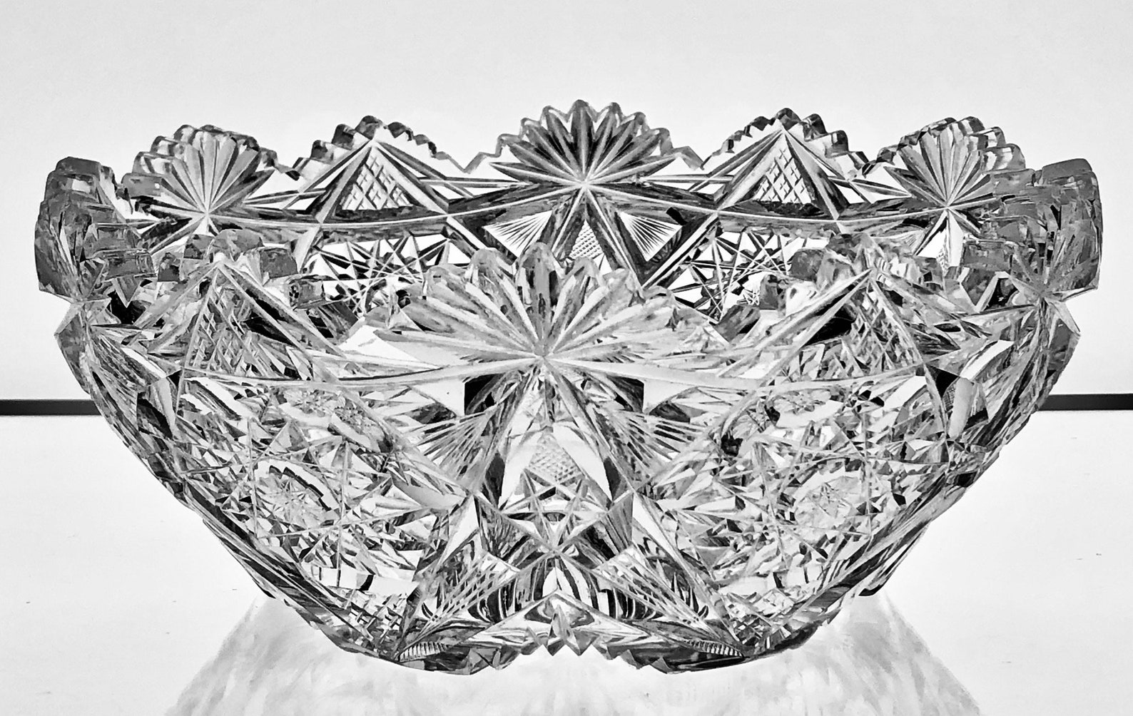 Antique LIBBEY American Brilliant Period Cut Glass Bowl WAVERLY Pattern ...
