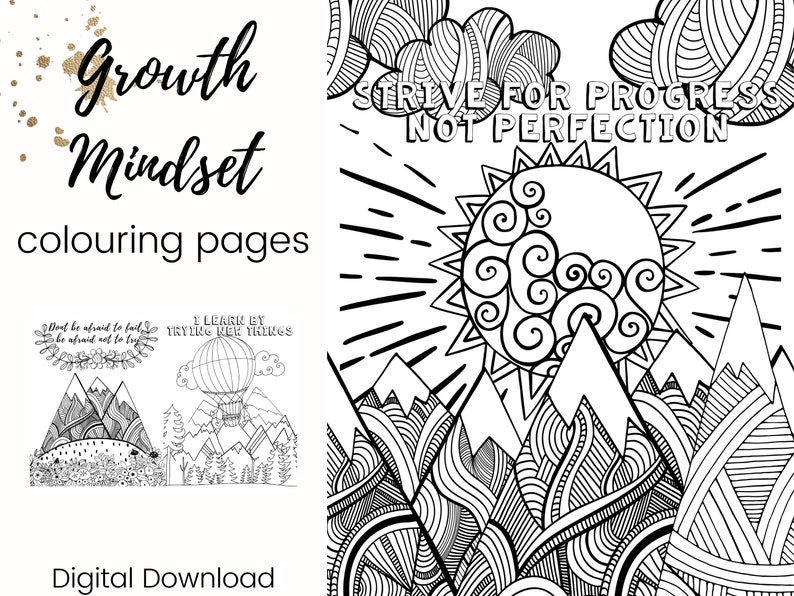 Coloring Pages for Kids Motivational Growth Mindset and - Etsy