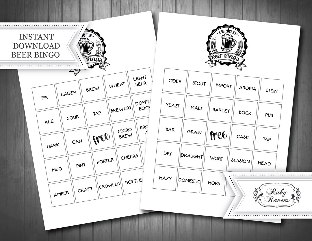 Beer Bingo, Beer Tasting Party, Beer Tasting Game, Beer Bingo, Beerfest ...