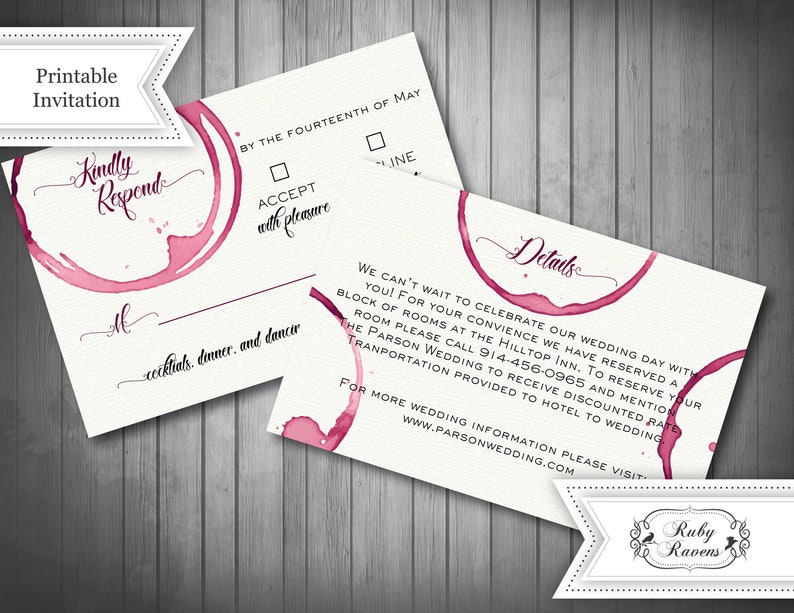 Wine Theme Wedding Invitation Vineyard Wedding Invite Wine | Etsy