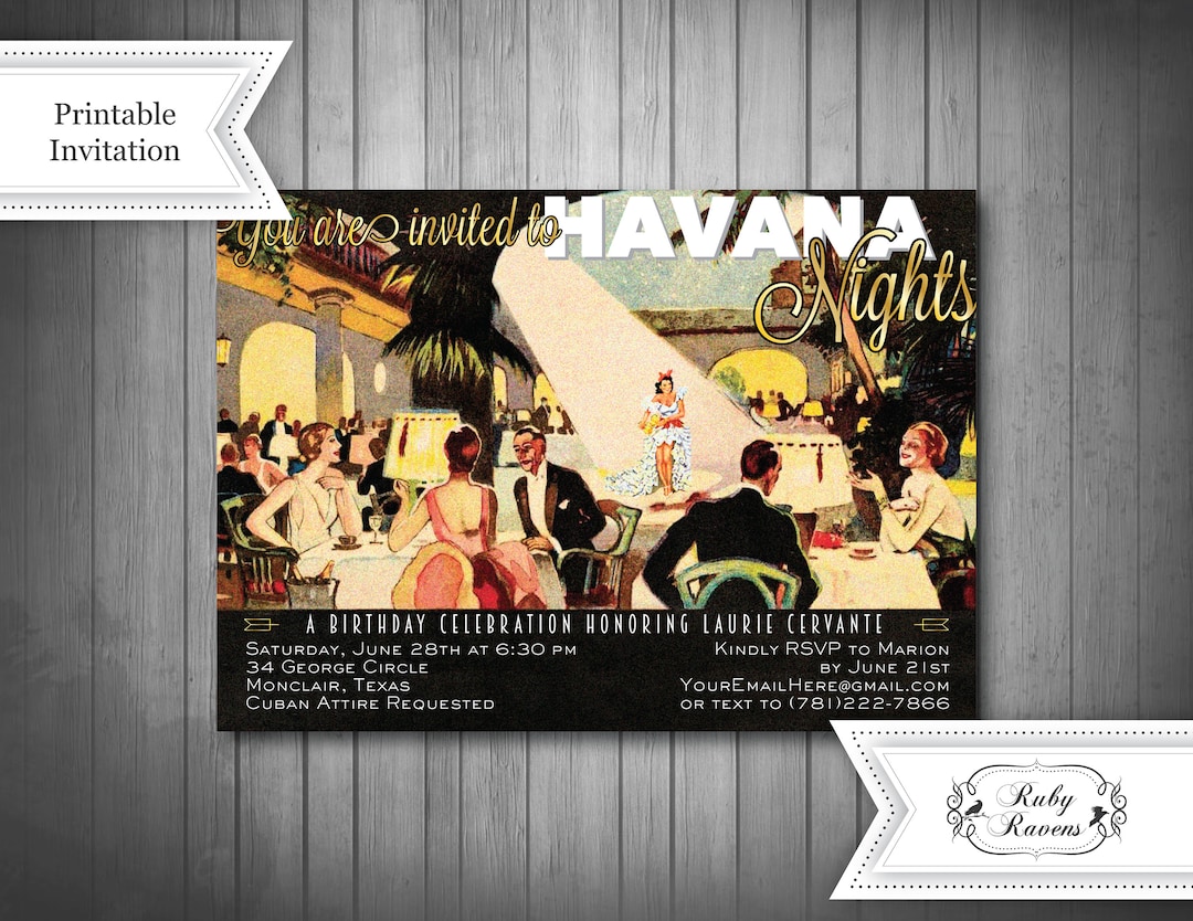 Havana Nights Invitation, Salsa Night Invitation, Havana Invitation ...