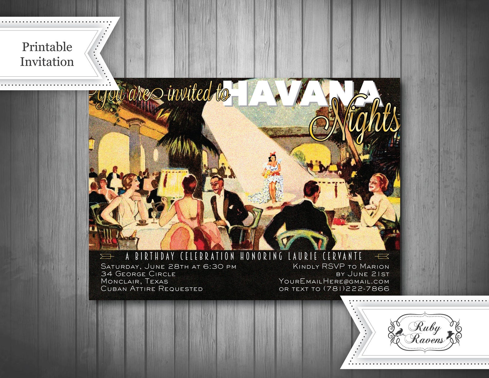 Havana Nights Invitation, Salsa Night Invitation, Havana Invitation ...