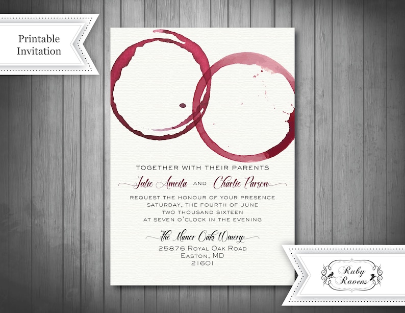 Wine Theme Wedding Invitation Vineyard Wedding Invite Wine | Etsy