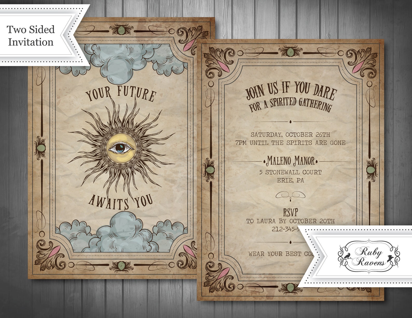 Printable Tarot Card Invitation, Ouija Invite, Halloween Party Invite ...