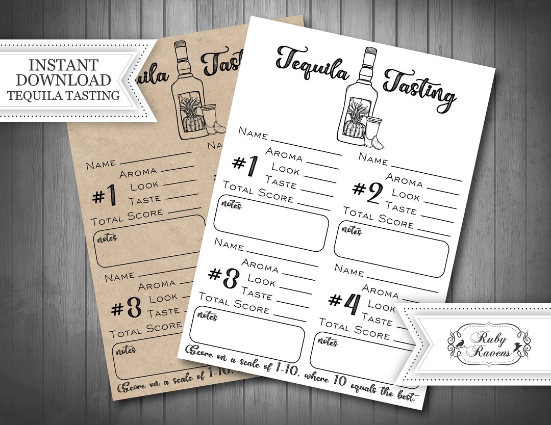 INSTANT DOWNLOAD Tequila Tasting Score Card, Tequila Flight, Tequila ...
