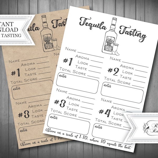 Tequila Tasting Card Kit - Etsy