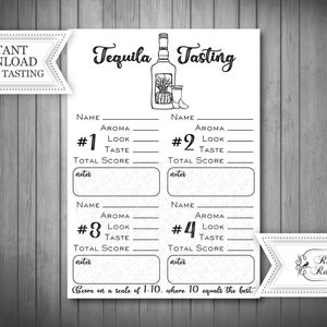 INSTANT DOWNLOAD Tequila Tasting Score Card, Tequila Flight, Tequila Tasting Kit, Blind Tequila ...