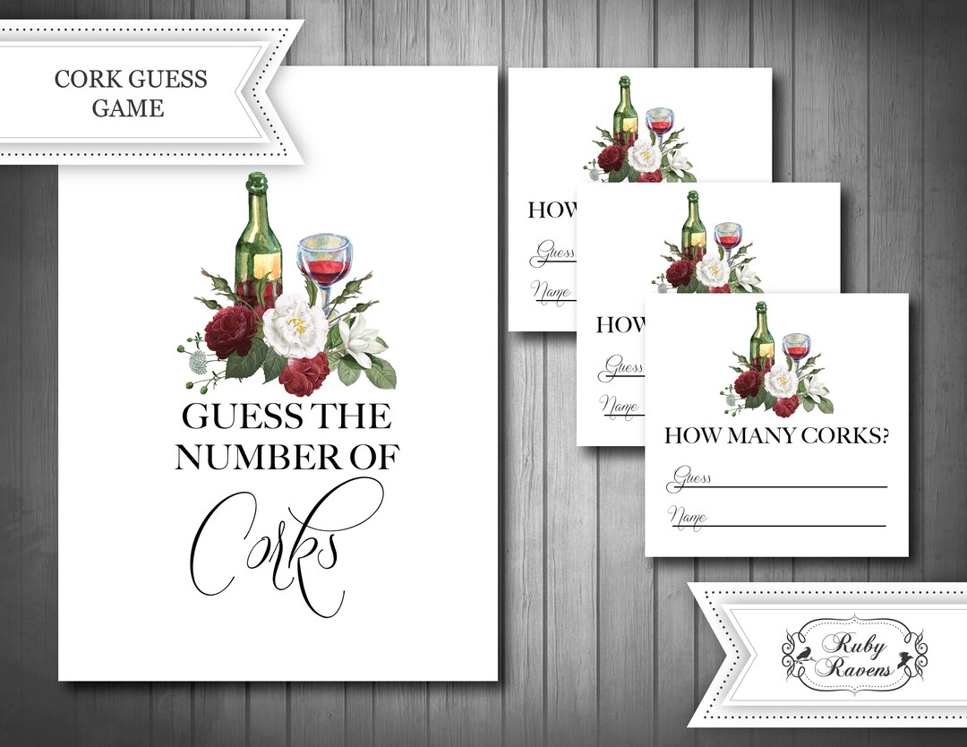 Wine Theme Cork Guessing Game, Wine Party, Wine Bachelorette, Bridal ...