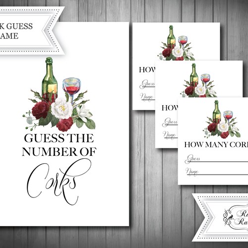 Guess How Many Corks Game Boho Bridal Shower Game Printable - Etsy