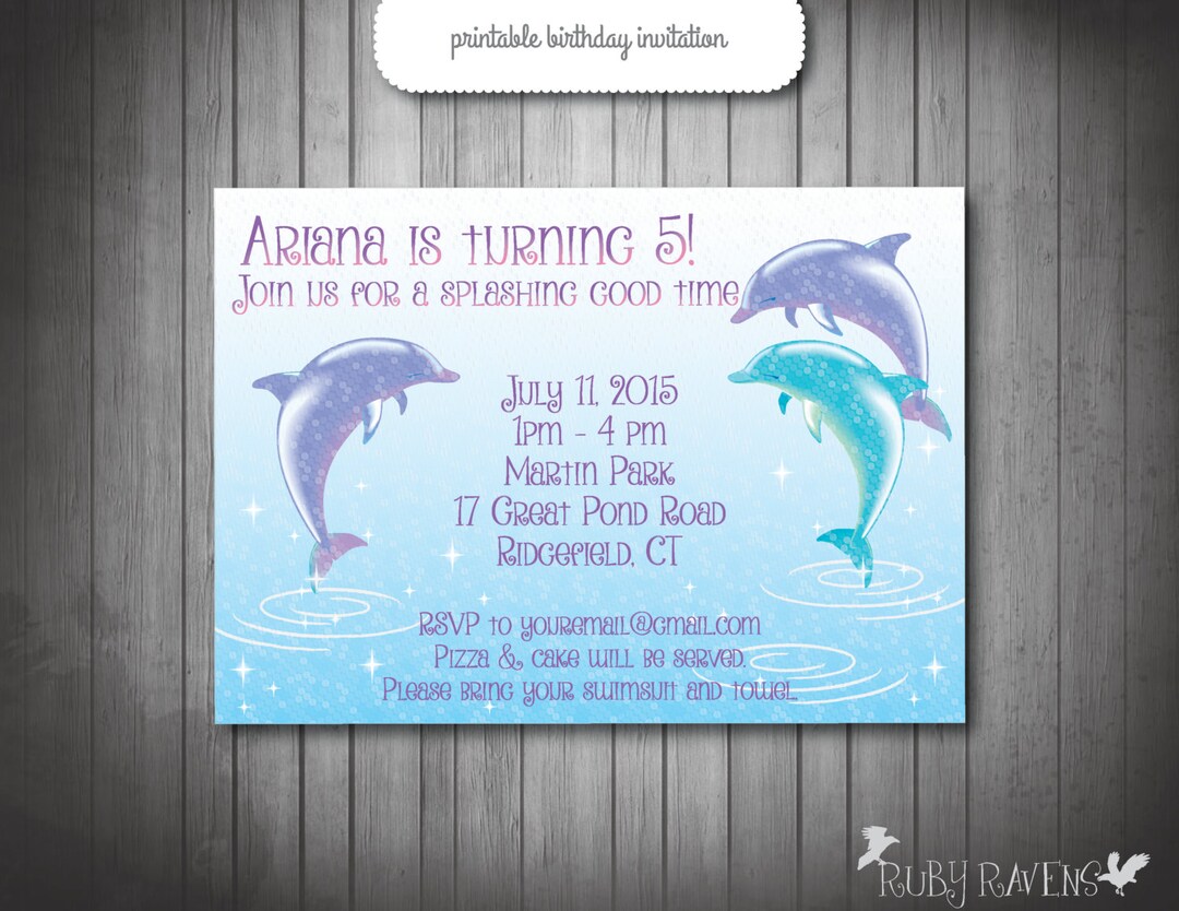 Dolphin Invitation, Pool Party Invitation, Swim Party Invitation, Beach ...
