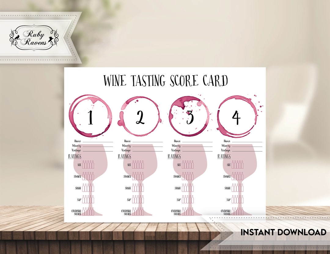 Wine Tasting Placemat, Wine Score Card, Wine Notes, Wine Flight, Wine ...