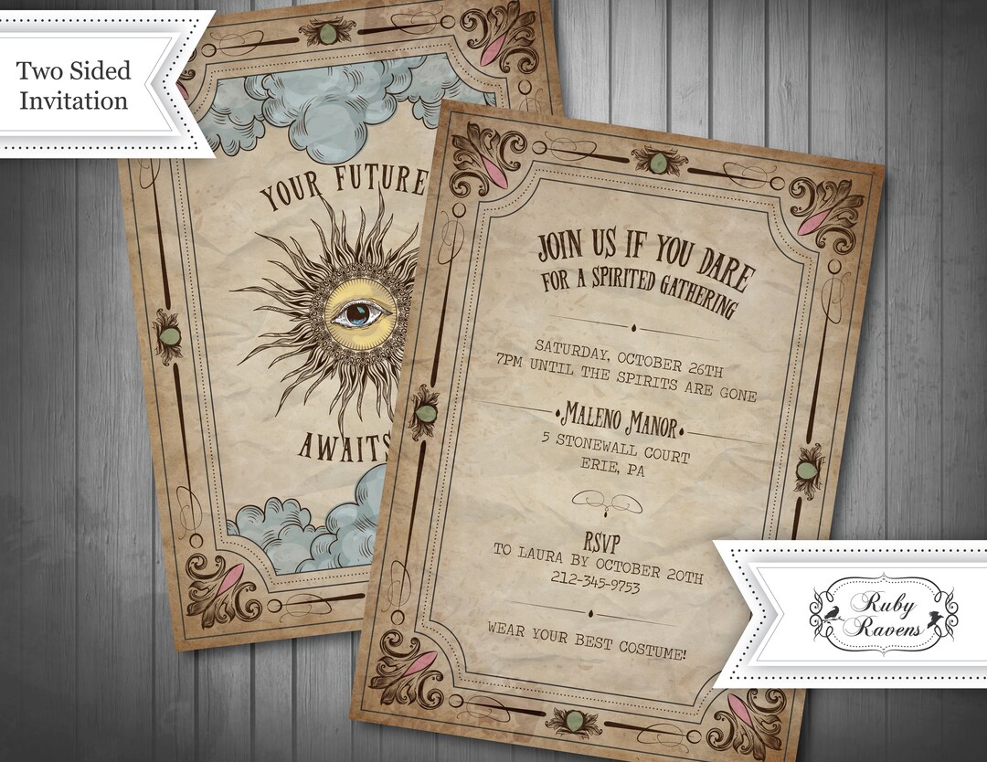 Printable Tarot Card Invitation, Ouija Invite, Halloween Party Invite ...