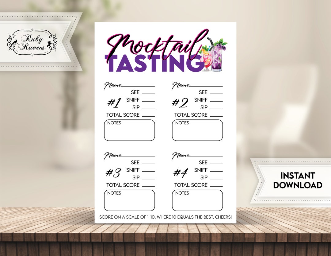 Mocktail Tasting Score Card, Mocktail Sample, Mocktail Tasting Tasting ...