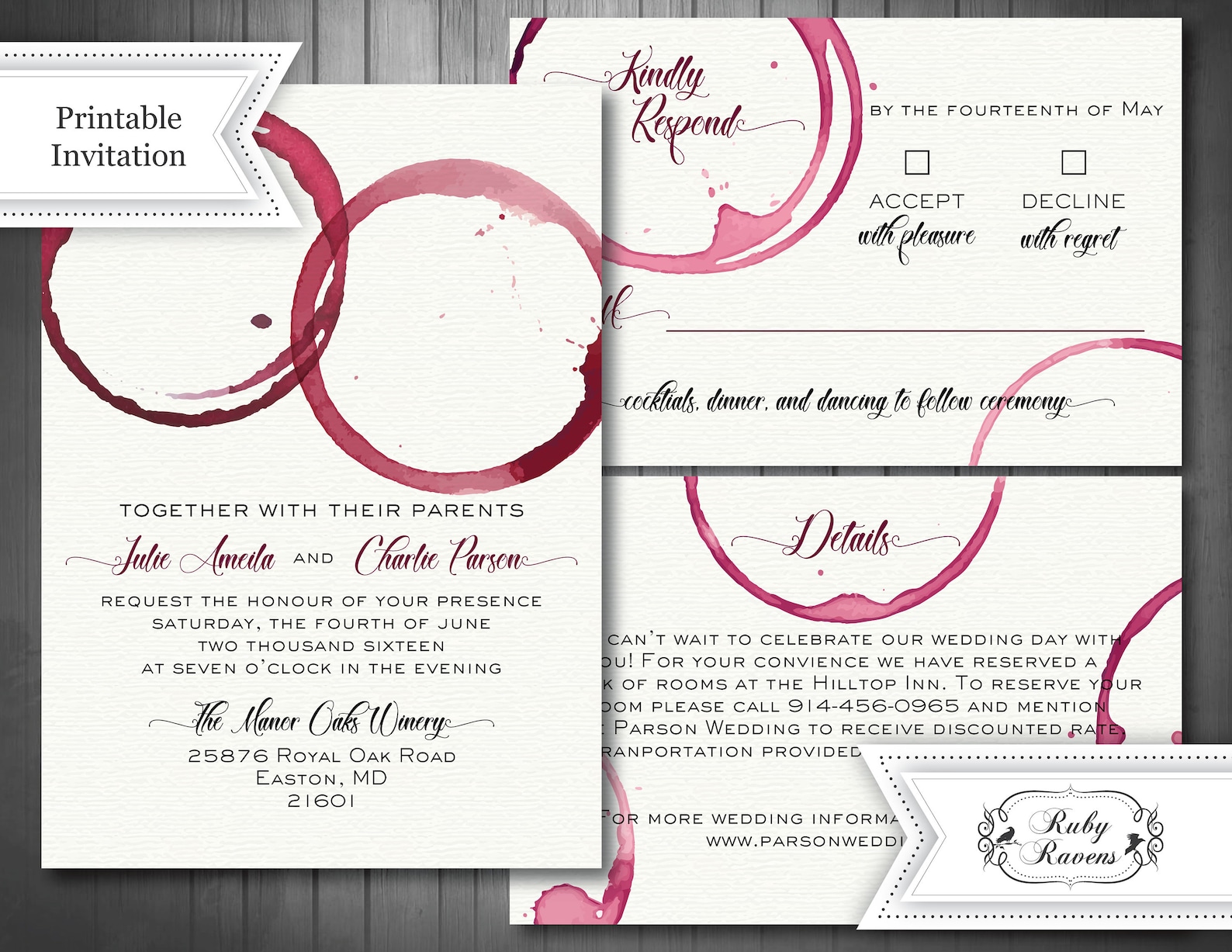 Wine Theme Wedding Invitation Vineyard Wedding Invite Wine | Etsy