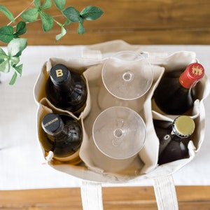Four 4 Bottle Canvas Wine Tote With Embroidered Monogram | Canvas Wine ...