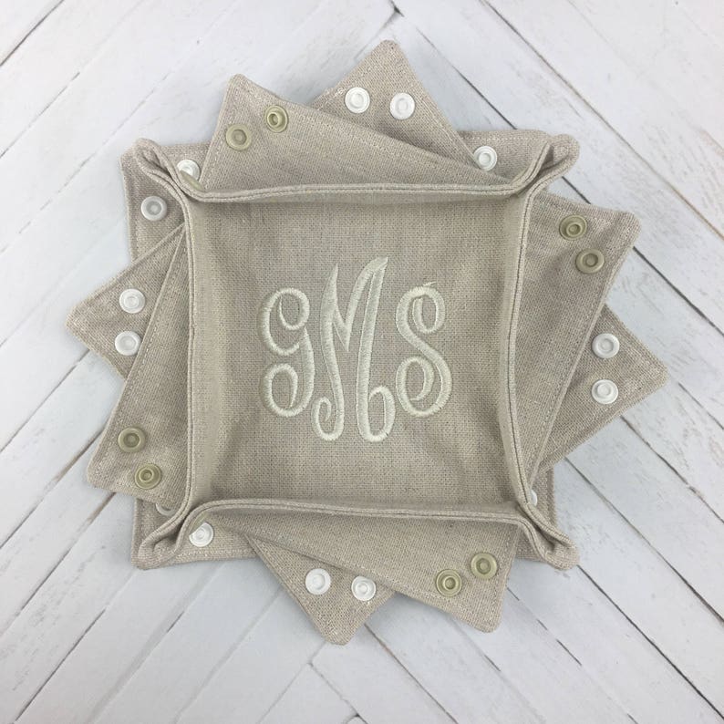 Embroidered Canvas Jewelry Snap Tray Monogram Travel Jewelry - Etsy