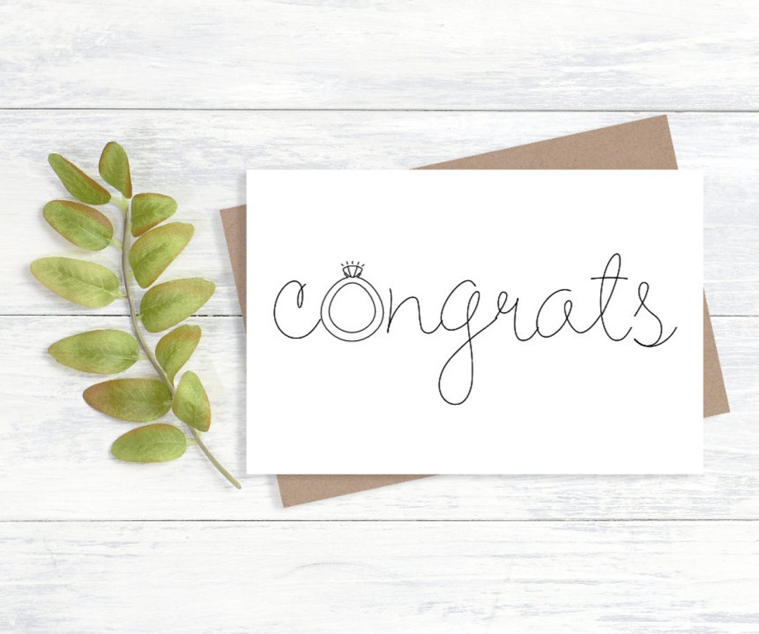 Congrats Card Congrats Ring Card Engagement Card Wedding Card - Etsy
