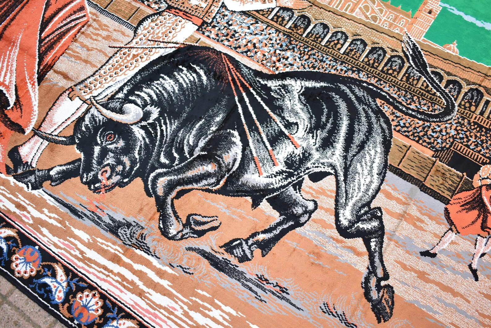 Vintage Bull Velvet Rug 48'' x 61'' Awesome | Etsy