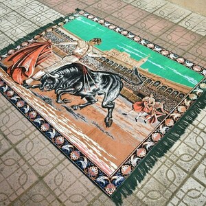 Vintage Bull Velvet Rug 48'' x 61'' Awesome | Etsy