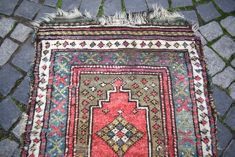 Terrific Antique Turkish Fragment Rug, 28'' X 35'' Collector's Piece ...