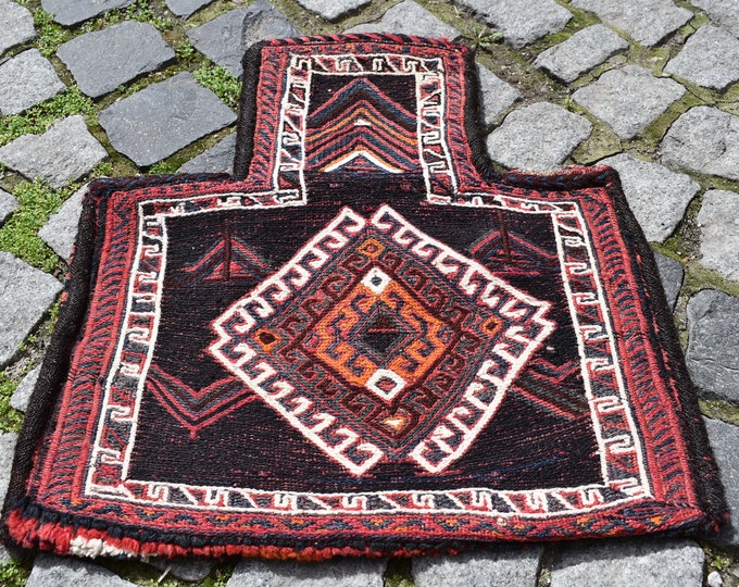 Terrific Antique Sumak Salt Bag Rug, 18'' X 20'' Shahsavan Sumak Kilim ...