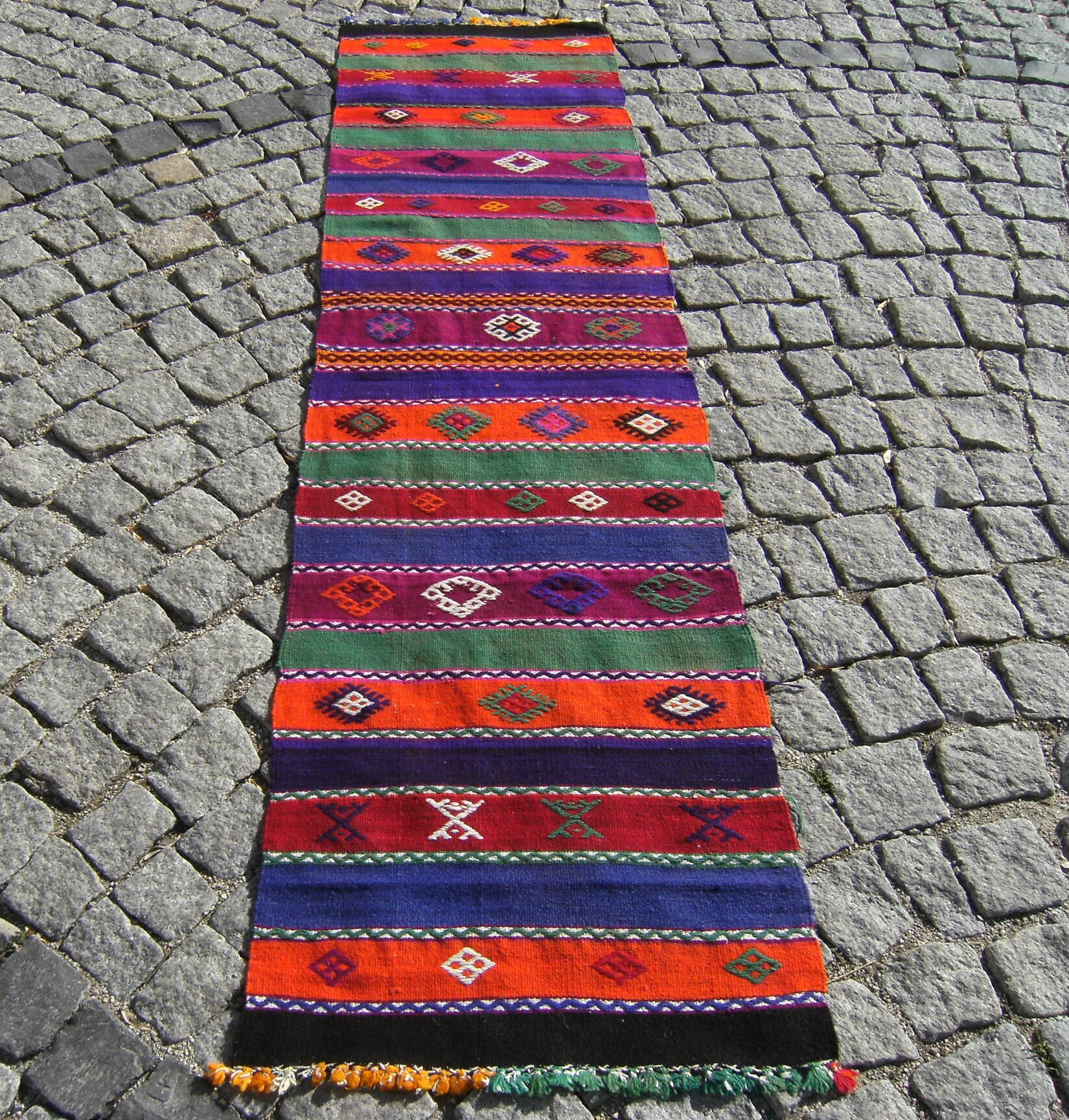 Vintage Vivid Color Hallway Corridor Runner Kilim Rug - Etsy