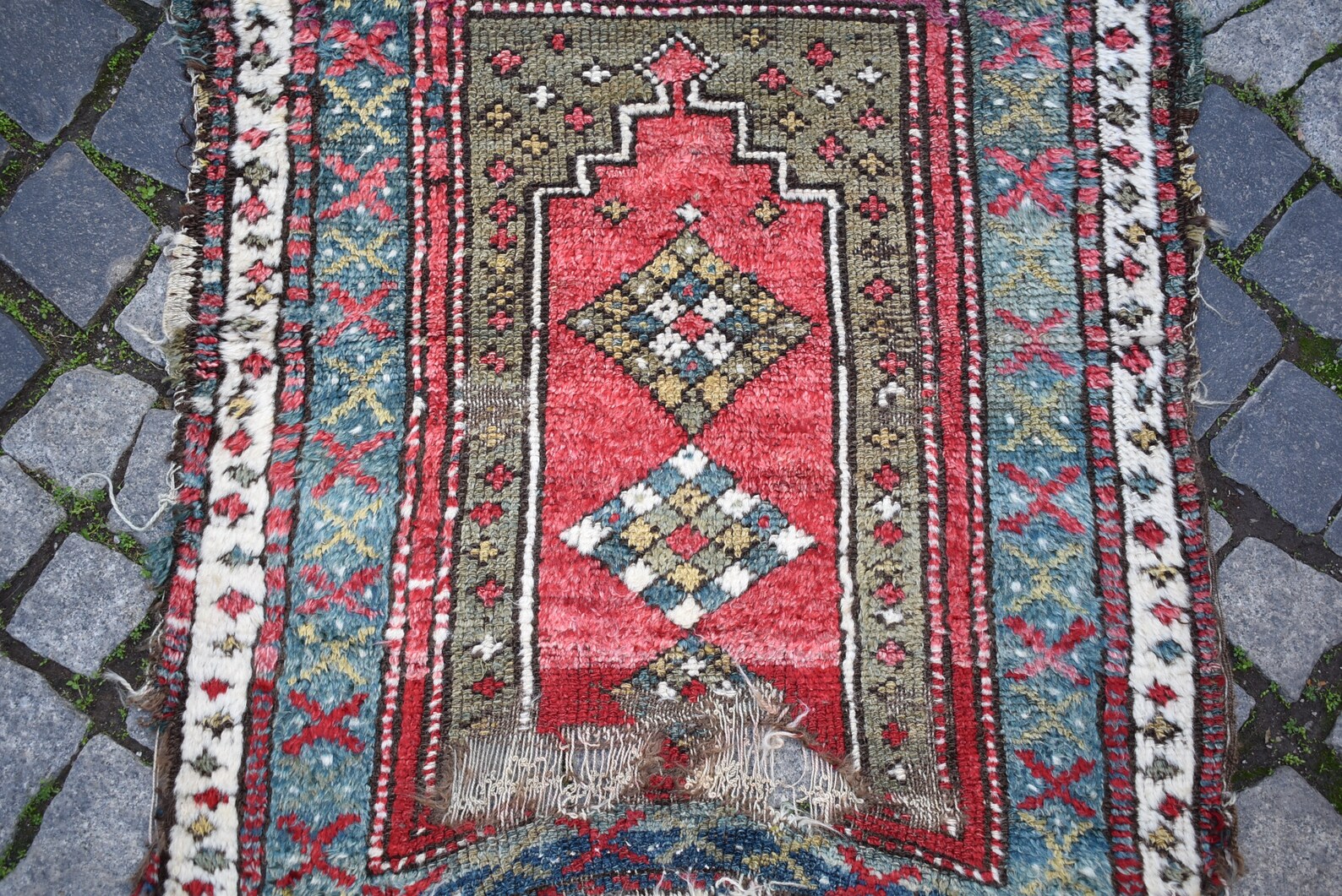 Terrific Antique Turkish Fragment Rug, 28'' X 35'' Collector's Piece ...