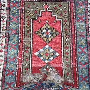 Terrific Antique Turkish Fragment Rug, 28'' X 35'' Collector's Piece ...