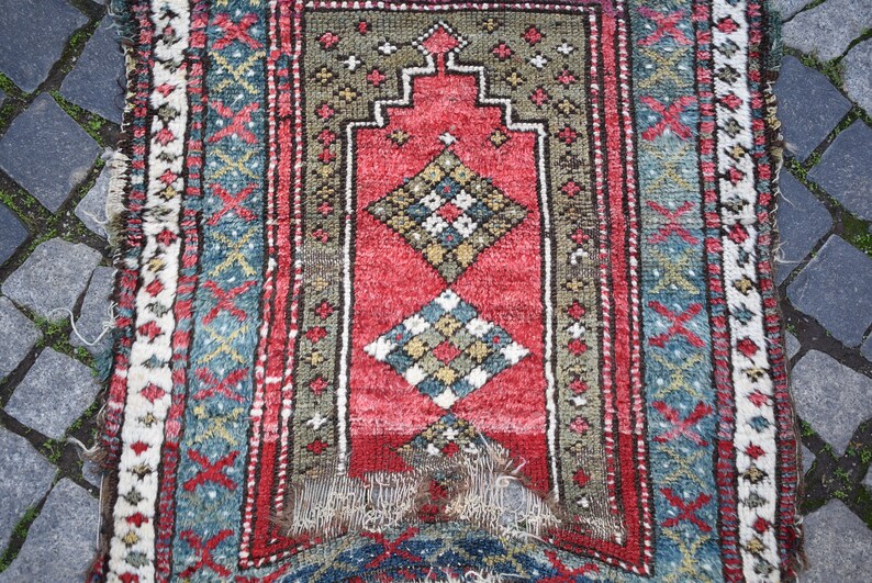 Terrific Antique Turkish Fragment Rug, 28'' X 35'' Collector's Piece ...