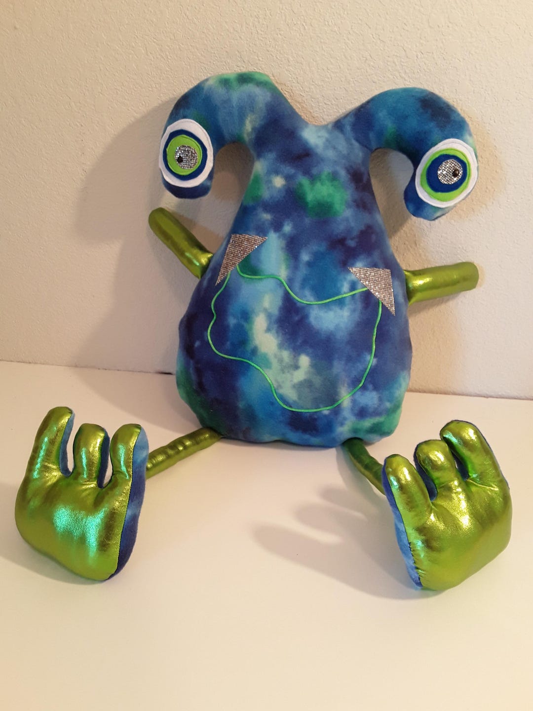 Blue Green Space Alien Monster Plush Pillow - Etsy