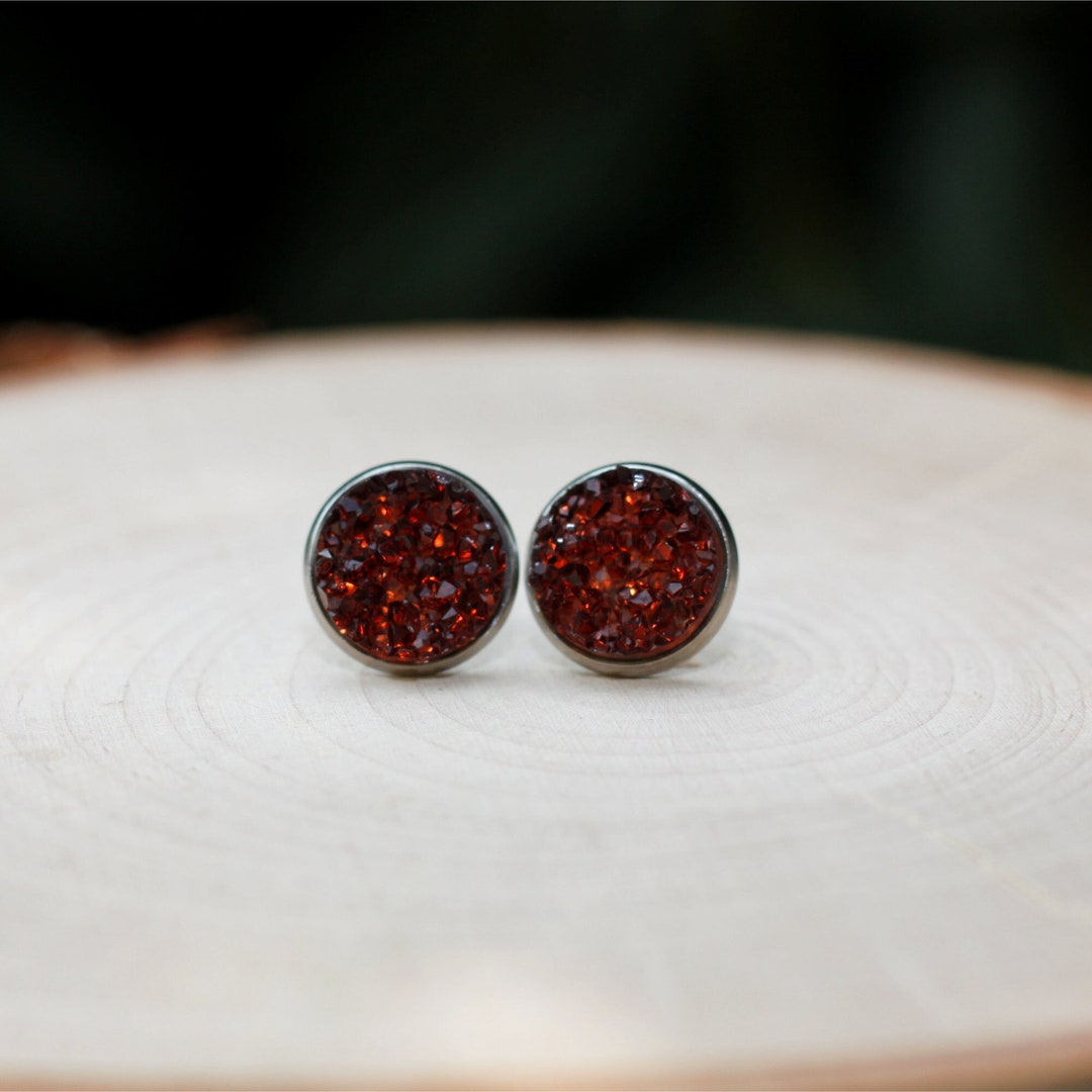 Maroon Fall Stud Earrings, Autumn Earrings, Fall Jewelry - Etsy