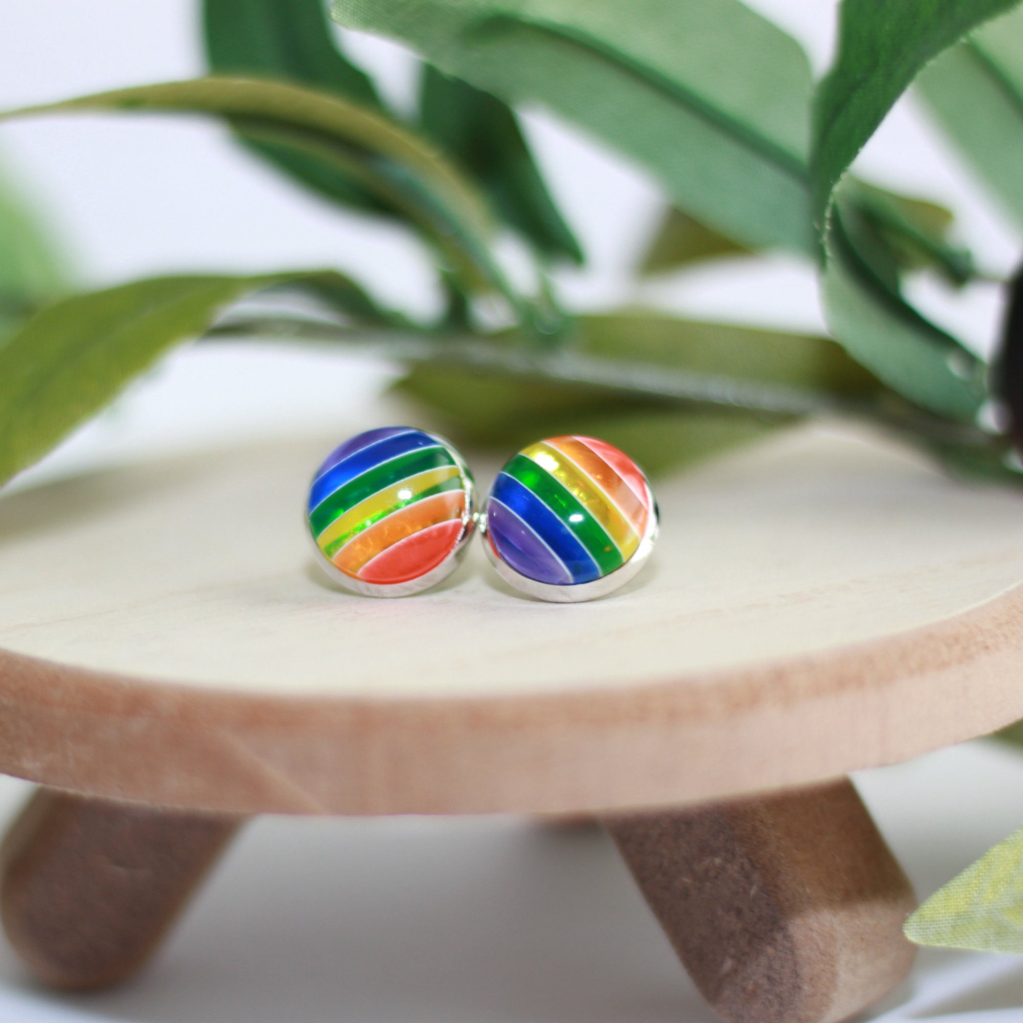 Rainbow Stud Earrings | Etsy