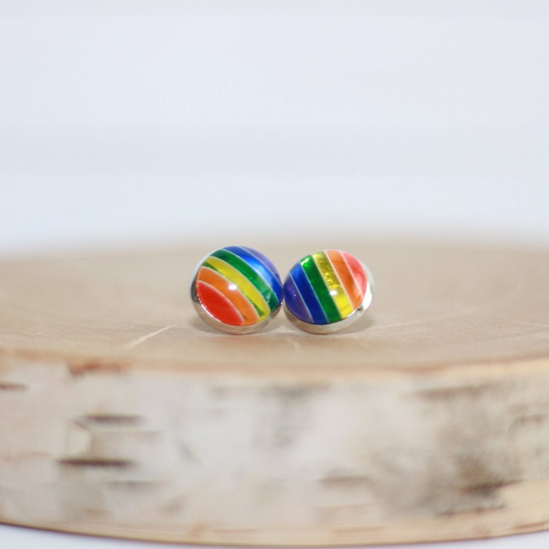 Rainbow Stud Earrings - Etsy