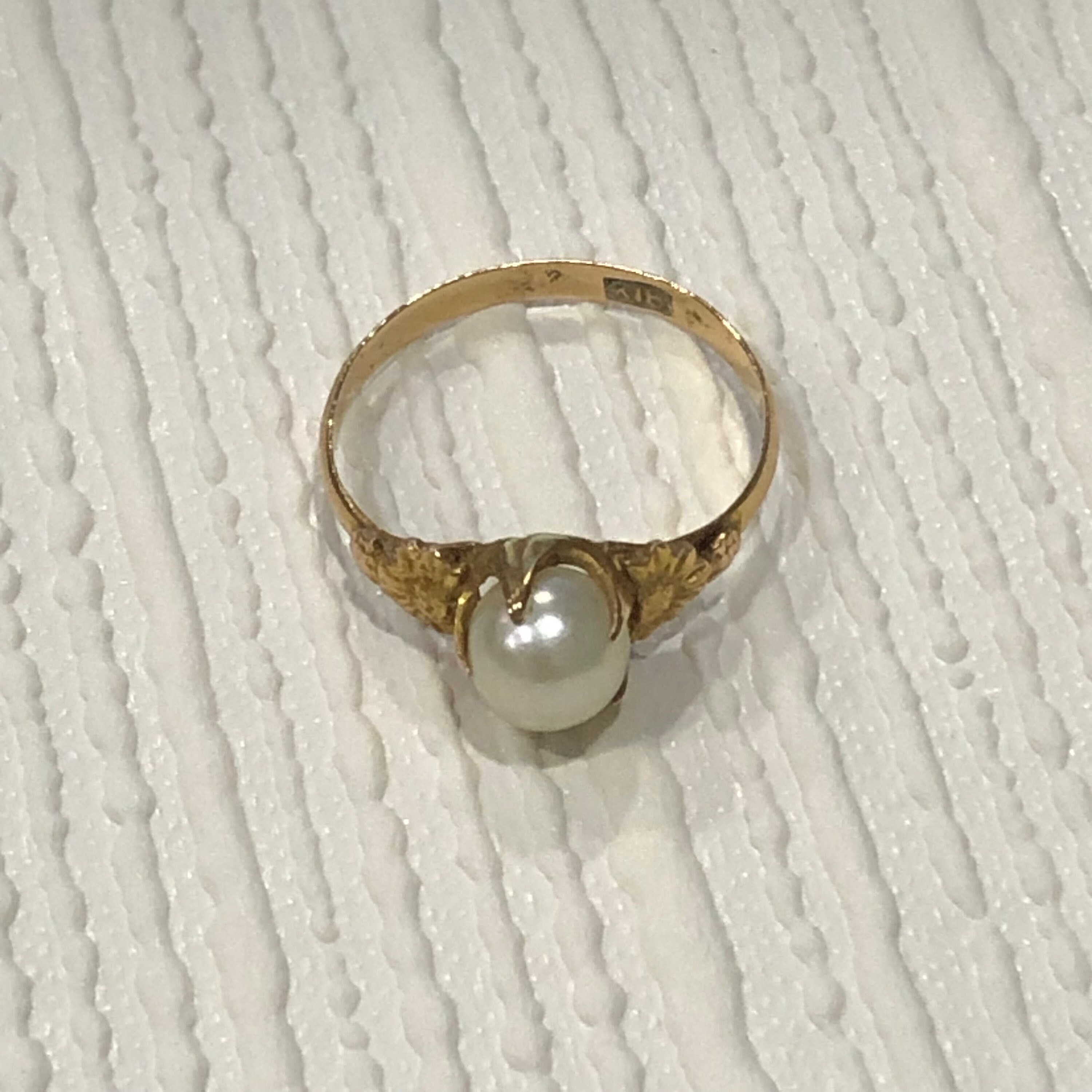 Antique Victorian 18k Yellow Gold Cultured Akoya Pearl Ring, Antique ...