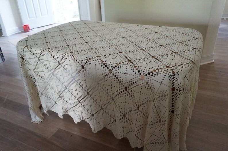 Vintage Diamond Pattern Crochet Bedspread Coverlet Tablecloth 116x96 - Etsy