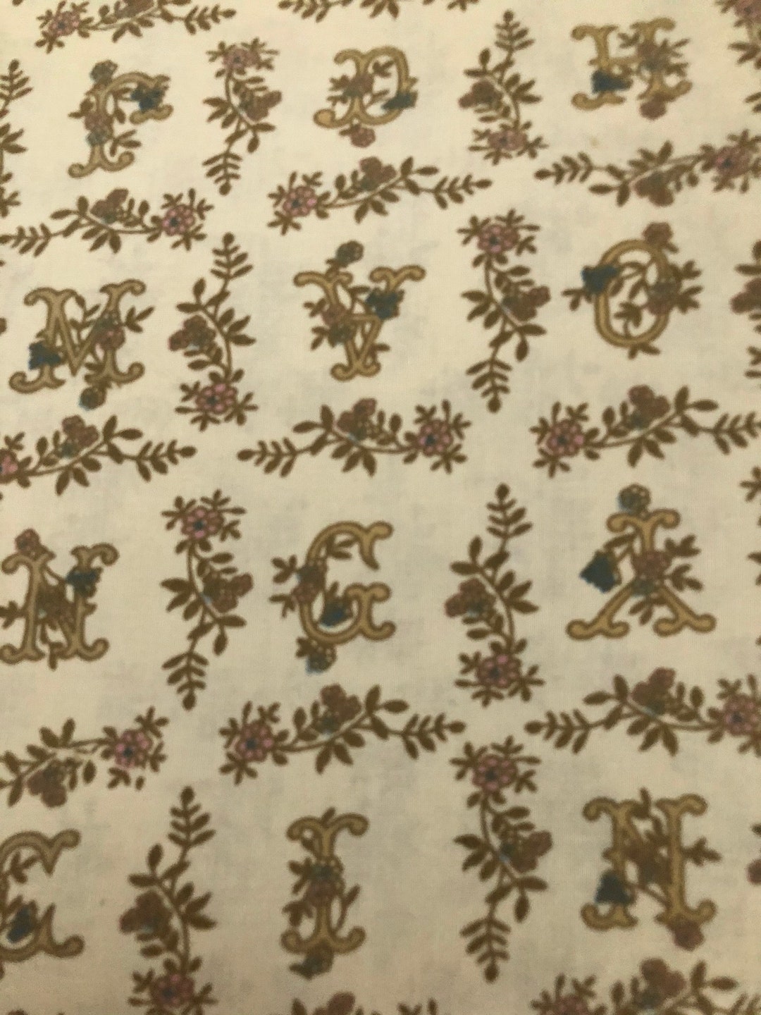 Vintage 60s 70s Alphabet Monogram Cotton Fabric BTY, 43" W X 8 Yds - Etsy
